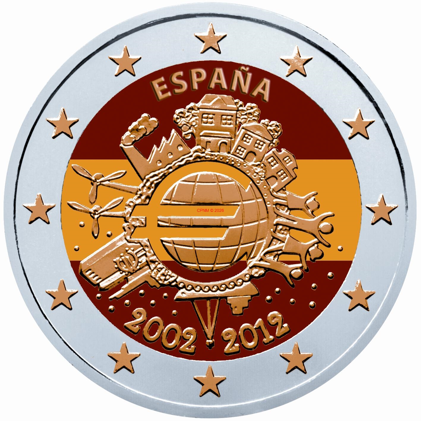 Euros - Espagne - 2 Euros Colorisées